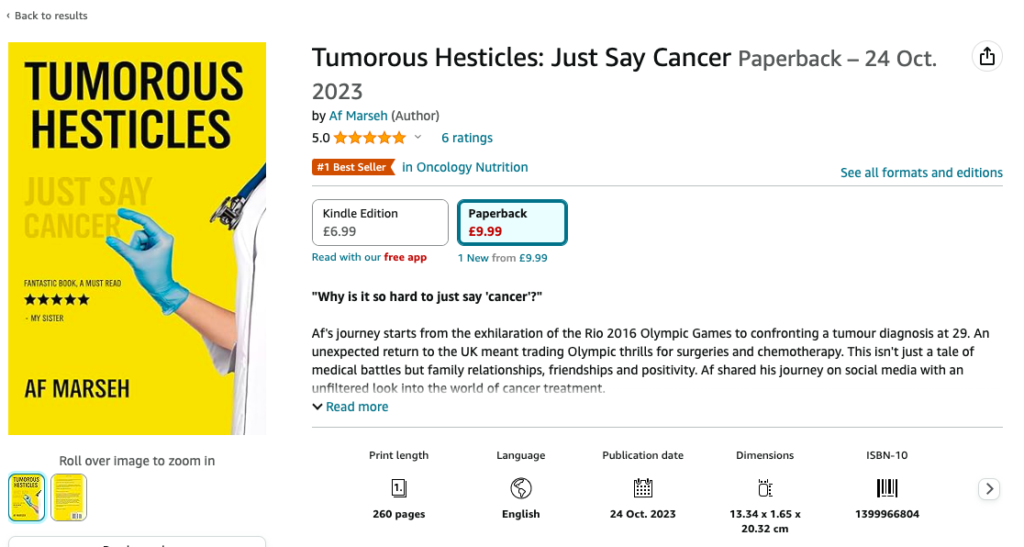 Cancer Memoir Becomes Number 1 Best Seller - Af Marseh